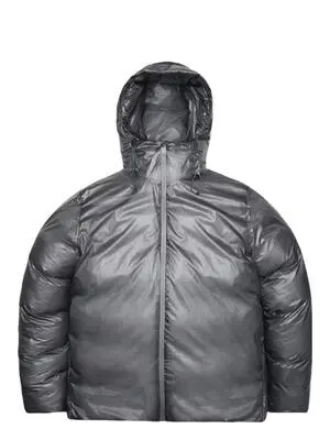 Rains Zip-up Hooded Down Jacket With Quilted Detailing - Gray