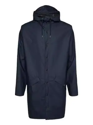 Rains Long-sleeved Hooded Raincoat - Black