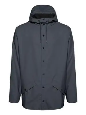 Rains Hooded Long-sleeved Raincoat - Black