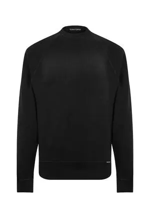 TOM FORD Plain Cotton Crew Sweatshirt - Black