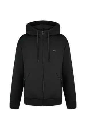 Hugo Boss Full-zip Hoodie With Adjustable Drawstring Hood - Black