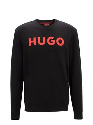 Hugo Boss Crew Neck Sweatshirt With Contrast Logo - Black