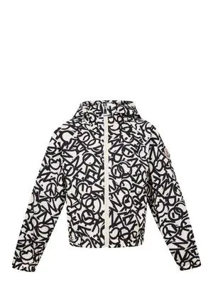 Moncler Logo Print Hooded Down Jacket - Black