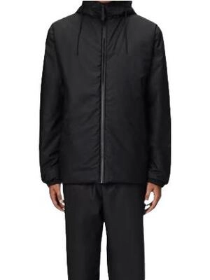 Rains Zipper Hooded Cotton Jacket - Black
