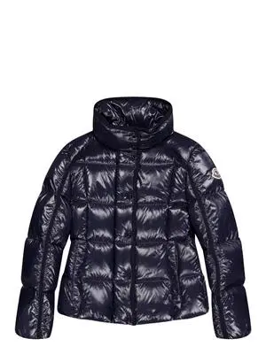 Moncler Quilted Down Jacket With Logo Detail - Black