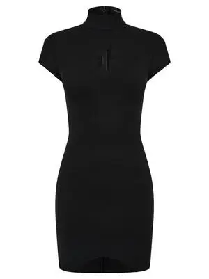 MUGLER Short Sleeve Cut Out Star Dress - Black