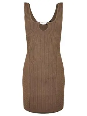 Jacquemus Ribbed Sleeveless Dress With Keyhole Detail - Brown
