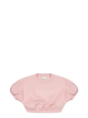 Fendi Cropped Cotton Sweatshirt With 3d Logo - Pink