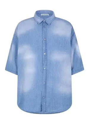 Acne Studios Logo Button Down Shirt - Blue