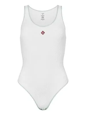 Casablanca Sleeveless Round Neck One-piece Swimsuit With Cut-out Detail - White