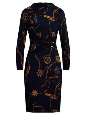 Ralph Lauren Nautical Print Midi Dress - Navy Multi