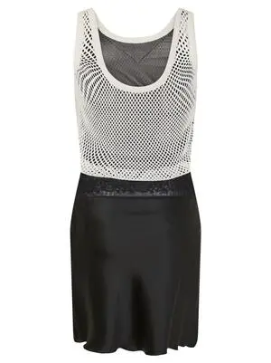 Off-White Lace Fishnet Dress - Black