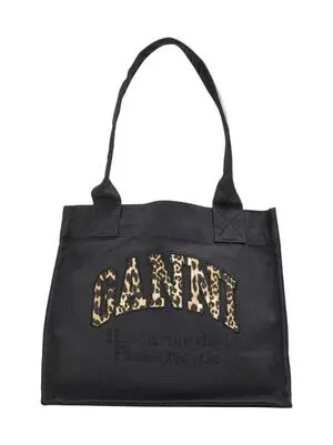 GANNI Logo Tote Bag - Black