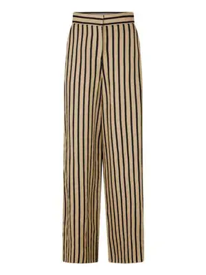 Max Mara Striped Palazzo Trousers - Nude