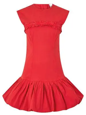 GANNI Ruffled Mini Dress - Red