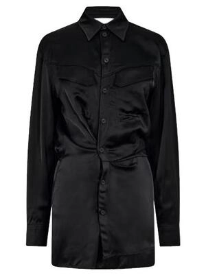 Off-White Twisted Shirt Dress - Black
