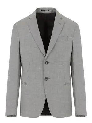 Emporio Armani Light Grey Houndstooth Single-breasted Blazer - Gray