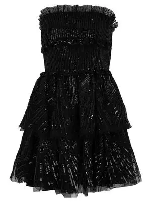 EMPORIO ARMANI Emporio Armani Strapless Sequined Tiered Dress