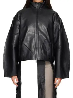 ST. AGNI Cocoon Leather Jacket - Black