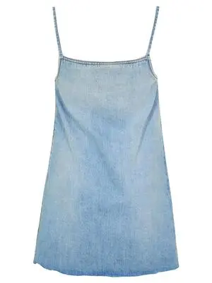 OFF-WHITE Off-White Spaghetti Strap Denim Dress With Raw Hem
