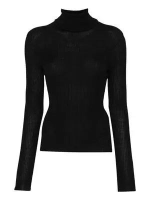 ROBERTO COLLINA High-neck Fine Knit Sweater - Black