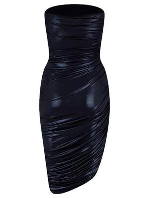 Norma Kamali Off-shoulder Ruched Midi Dress - Black