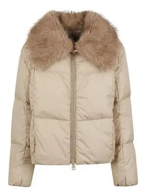Herno Quilted Down Jacket With Faux Fur Collar - Beige