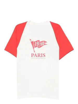 SYSTEM Raglan-sleeve Graphic-print T-shirt - White/red