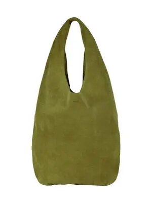 A.p.c. Neige Hobo Bag In Suede - Olive