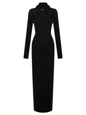 OFF-WHITE Off-White Embroidered Floral High Neck Maxi Dress