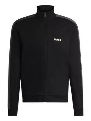 Hugo Boss Zip Up Track Jacket With Funnel Neck And Logo Detail - Black