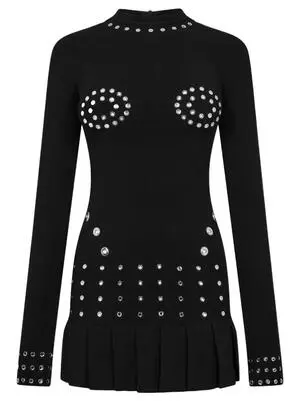 OFF-WHITE Off-White Eyelet Pleated Mini Dress
