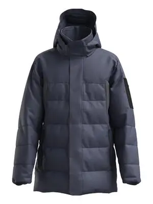 Hugo Boss Navy Mid-length Down Jacket With Hood - Black