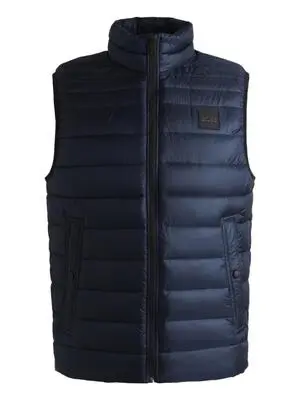 Hugo Boss Quilted Water-repellent Gilet With Logo Patch - Black