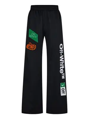 Off-White Printed Wide-leg Trousers - Black