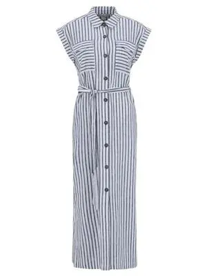 Barbour Striped Shirt Dress With Belt - Gray