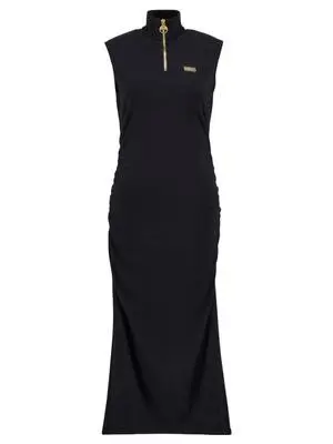 Barbour Sleeveless Midi Dress With Stand-up Collar And Zip Fastening - Black