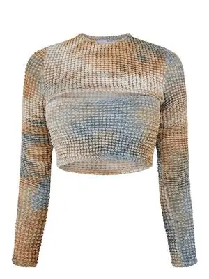 Off-White Tie-dye Cut-out Long Sleeve Top - Multicolor