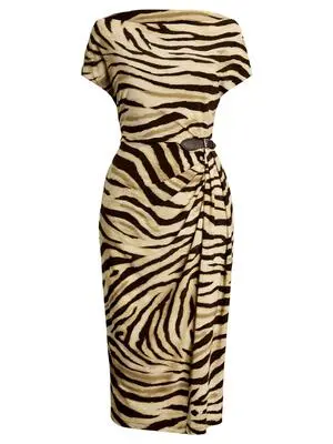 Ralph Lauren Tiger-stripe Print Off-the-shoulder Midi Dress - No
