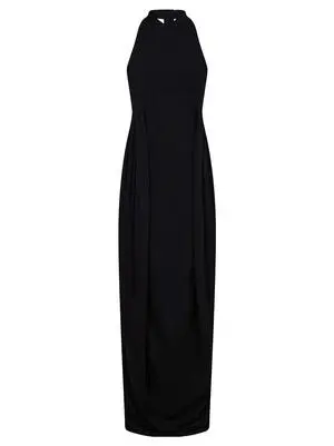 Givenchy Draped Crepe Halter Neck Gown - Black
