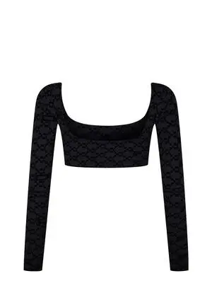 Off-White Monogram Long Sleeve Crop Top - Black