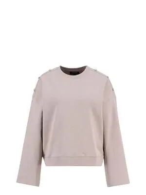 Barbour Crew Neck Sweatshirt With Button Detail - Nude