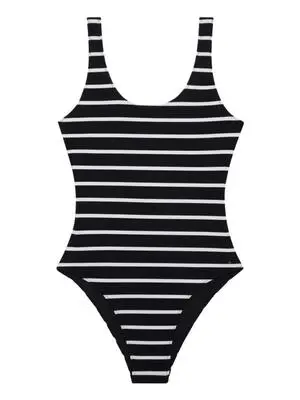 ANINE BING Sleeveless Striped Bodysuit - Black
