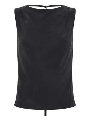 ST. AGNI Draped Open-back Sleeveless Blouse - Black