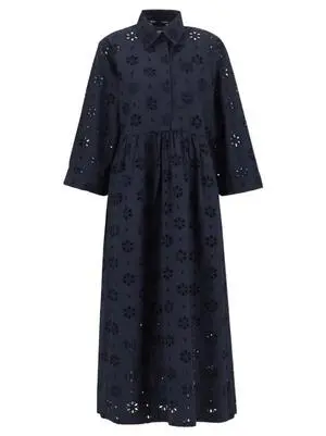 Barbour Melissa Broderie Anglaise Midi Dress - Navy