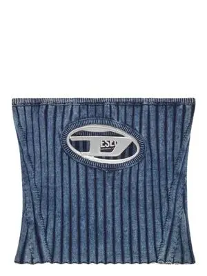 DIESEL® Logo Detail Ribbed Tube Top - Blue