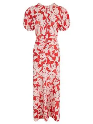 VICTORIA BECKHAM Victoria Beckham Gathered Floral Midi Dress