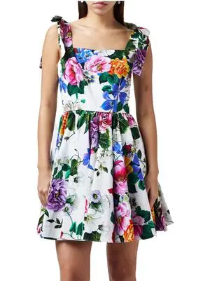 Dolce & Gabbana Floral Cotton Mini Dress - Multicolor