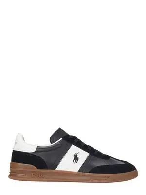 Polo Ralph Lauren Lace Up Sneakers With Suede Overlays - Black