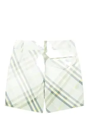 Burberry Color-blocked Plaid Casual Shorts - White